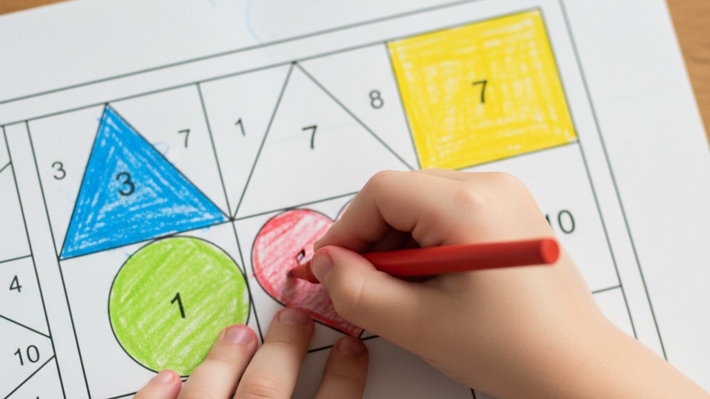 Little one loves math: Geometric and number coloring pages