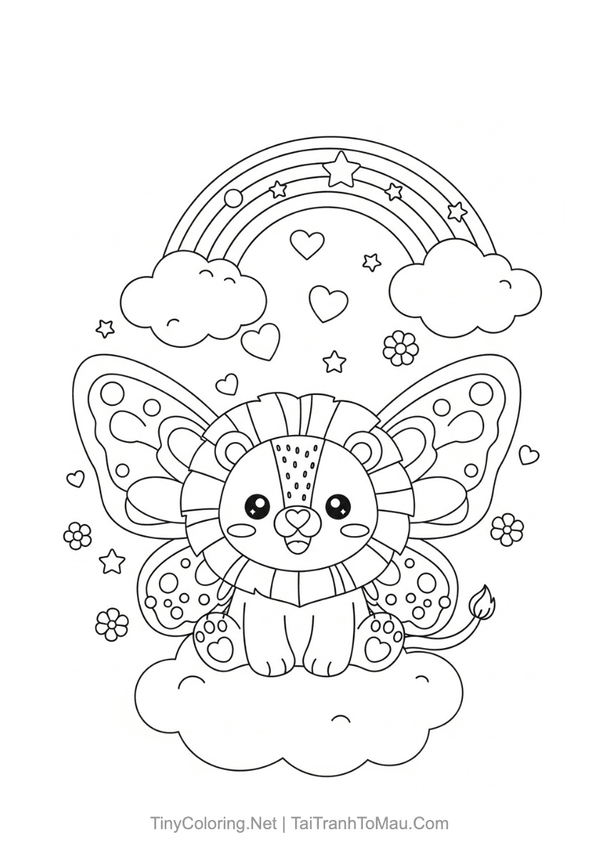 Tải 150+ Tranh Tô Màu Con Sư Tử Cute & Dũng Mãnh Cho Bé [Miễn Phí PDF A4]