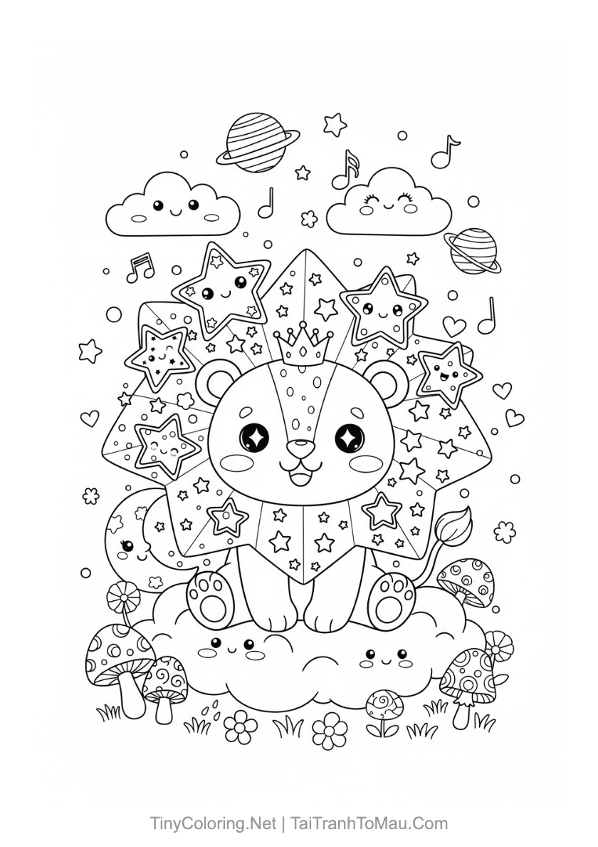 Tải 150+ Tranh Tô Màu Con Sư Tử Cute & Dũng Mãnh Cho Bé [Miễn Phí PDF A4]