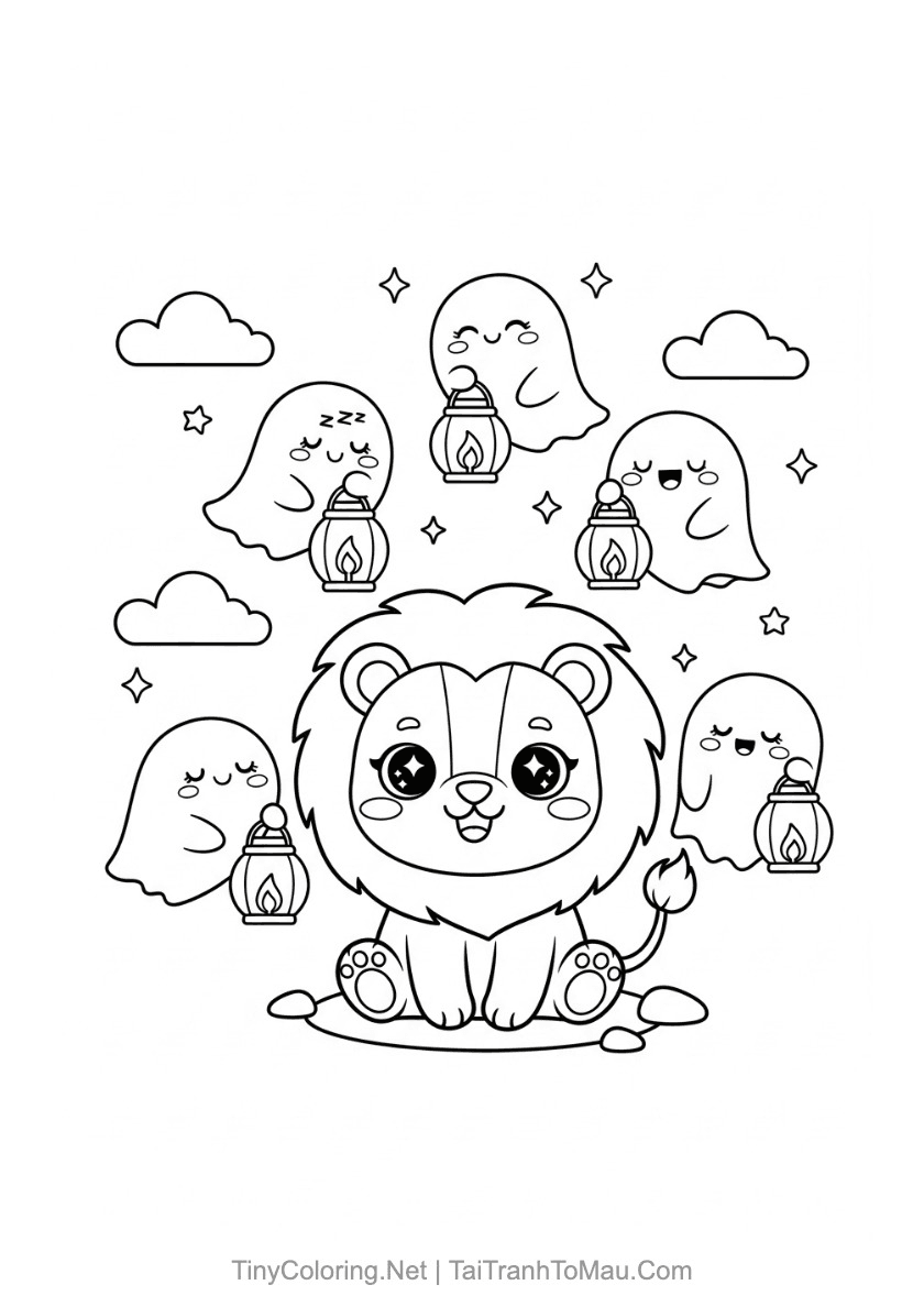 Tải 150+ Tranh Tô Màu Con Sư Tử Cute & Dũng Mãnh Cho Bé [Miễn Phí PDF A4]