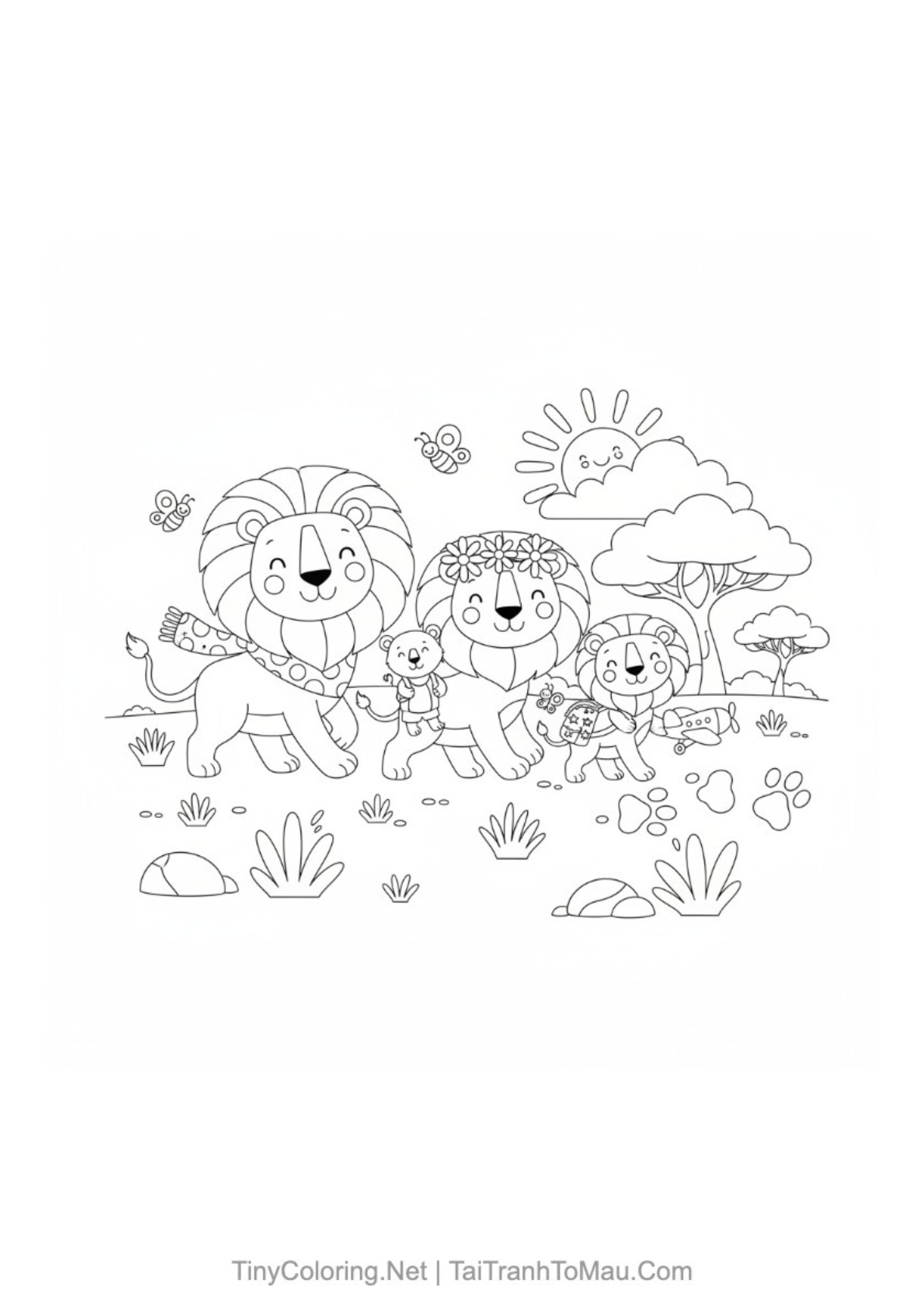 Tải 150+ Tranh Tô Màu Con Sư Tử Cute & Dũng Mãnh Cho Bé [Miễn Phí PDF A4]