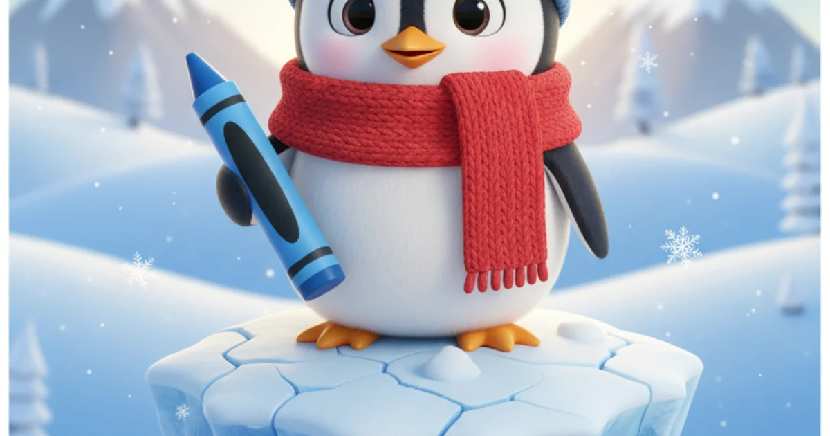 Tranh tô màu Chim cánh cụt cho bé - Tải Tranh Tô Màu