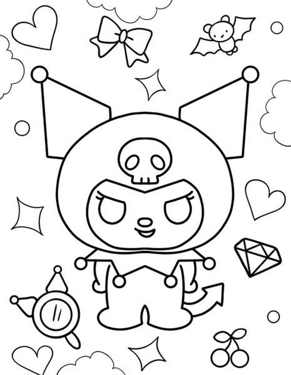200+ Tranh tô màu Kuromi siêu Cute: Bé thỏa sức sáng tạo chuẩn A4
